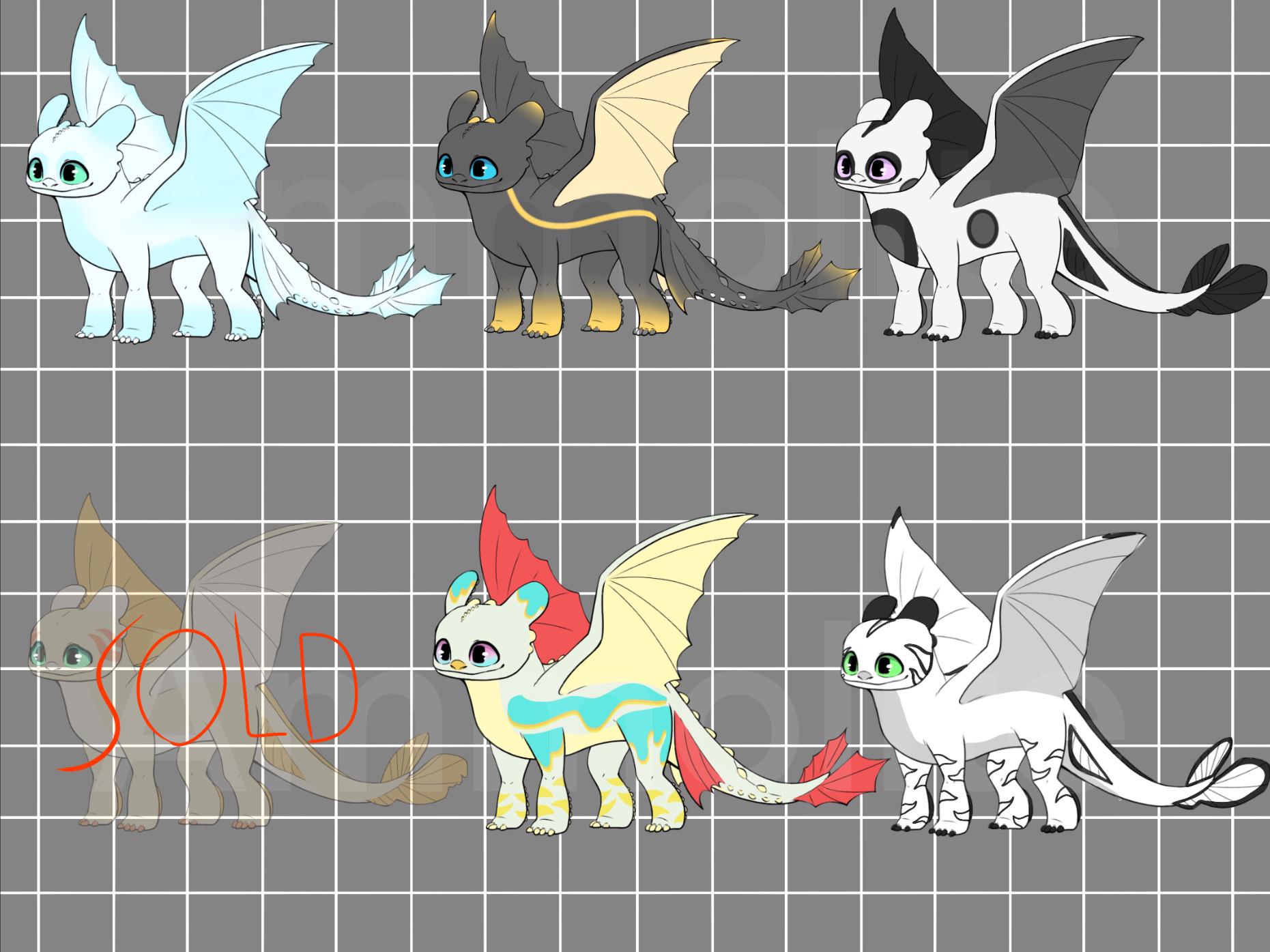 Httyd Adopts — Cute Baby Light Night Fury Dragon Httyd Adoptable - Etsy