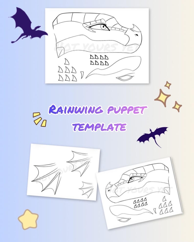 Wings of Fire Rainwing Dragon Puppet Template - Etsy Canada