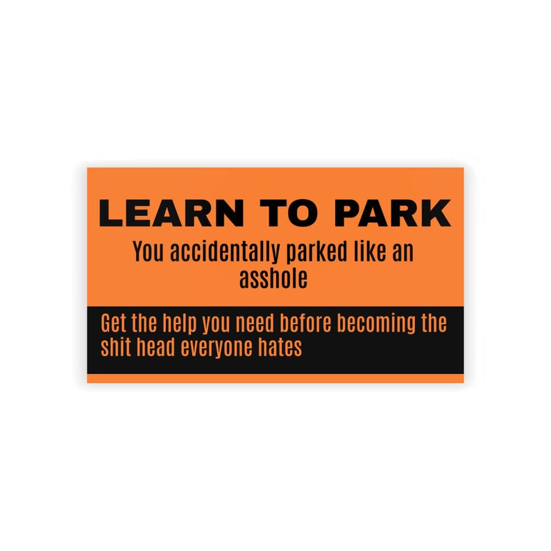 Learn to Park Business Cards, Fun Parking Reminder Cards, Funny Prank ...