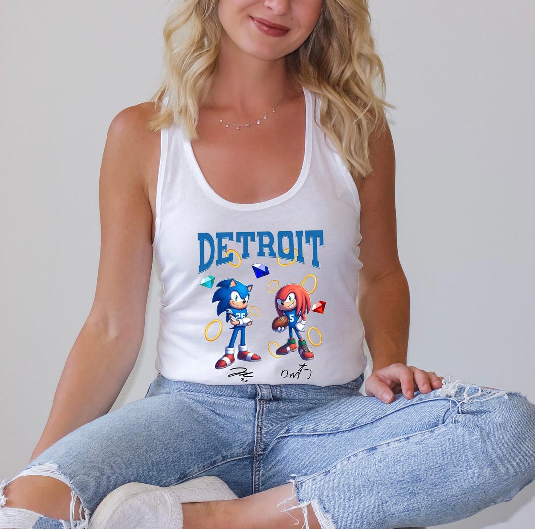 Detroit Sonic and Knuckles Tank Top, Gibbs and Montgomery Tank, Jahmyr Gibbs Shirt, Detroit ...