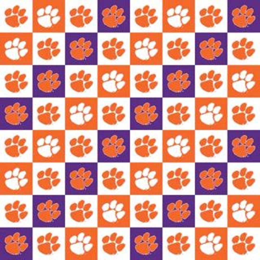 Clemson Checker Print Fabric. 100% Cotton. Clemson University Quilting ...