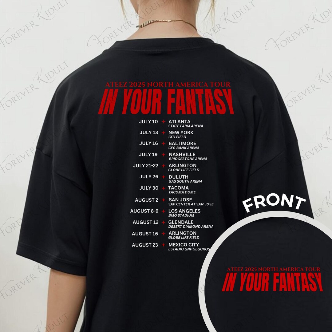 Ateez 2025 in Your Fantasy North America Tour T-shirt | Fan-made Merch ...