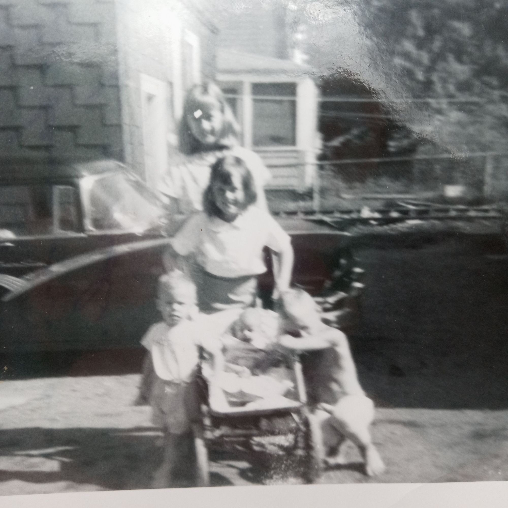 1965 Kids With Station Wagon Photo Photograph Black White Picture 1960s ...