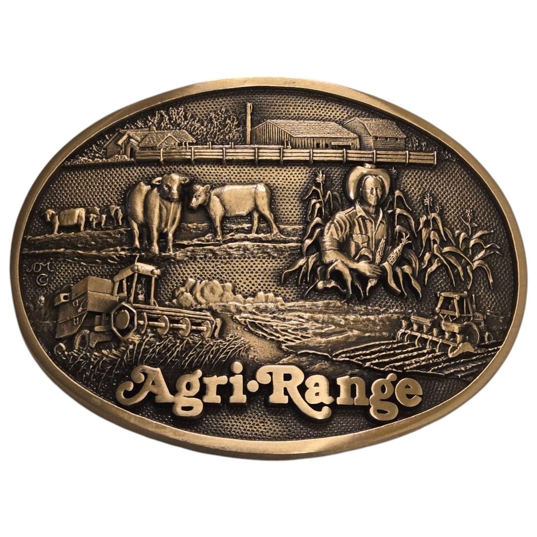 Agri Range Belt Buckle Agriculture Farming Cattle Rancher Ag Business ...