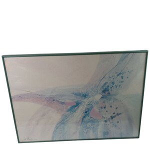 1980s Pastel Abstract Expressionism Framed Print Signed Miami Style Eva ...