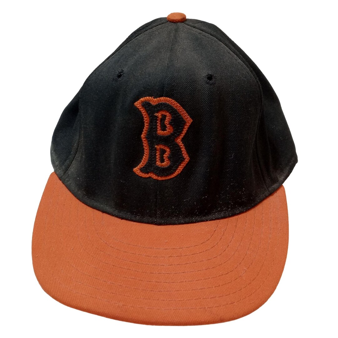 Letter B Black Orange Baseball Cap Hat Grungy Worn Vintage Fitted ...
