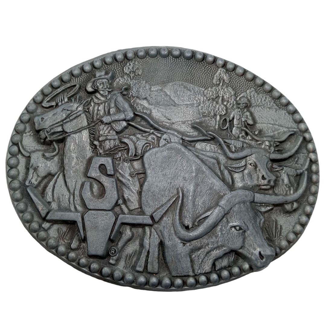 Cattle Drive Belt Buckle Vintage Sheplers Cowboy Horse Western Wear Cow ...