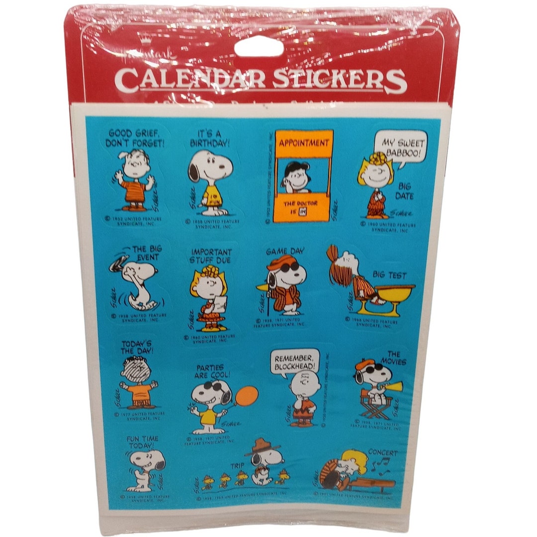 Vintage Snoopy Calendar Stickers NIP 4 Sheets Hallmark Peanuts Charlie ...