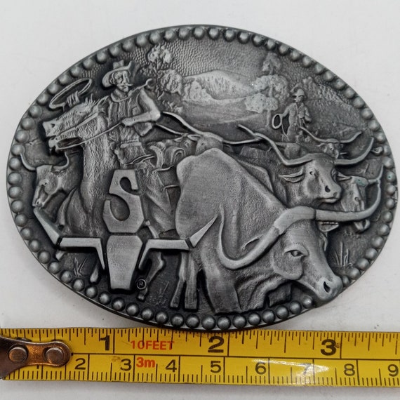 Cattle Drive Belt Buckle Cowboy Cow Vintage Horse Cow… - Gem
