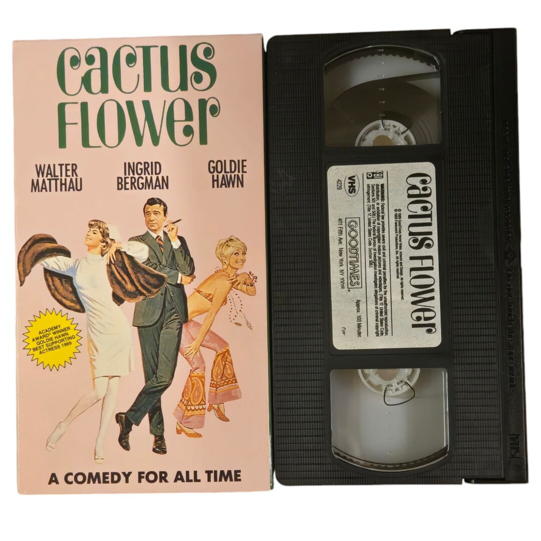 Cactus Flower VHS Comedy Movie Walter Matthau Ingrid Bergman Goldie ...