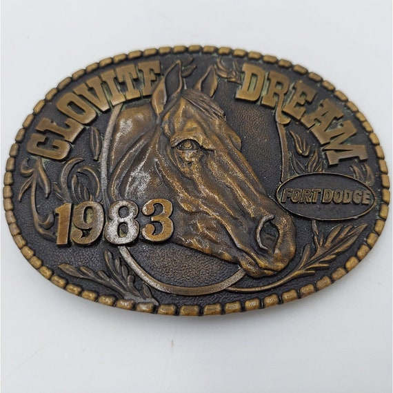 Clovite Dream Belt Buckle Horse Head 1983 Fort Dodge … - Gem