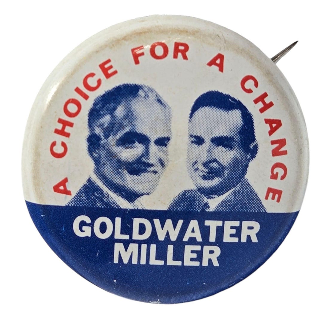 Vintage Goldwater Miller Campaign Button Political Pin Presidential ...