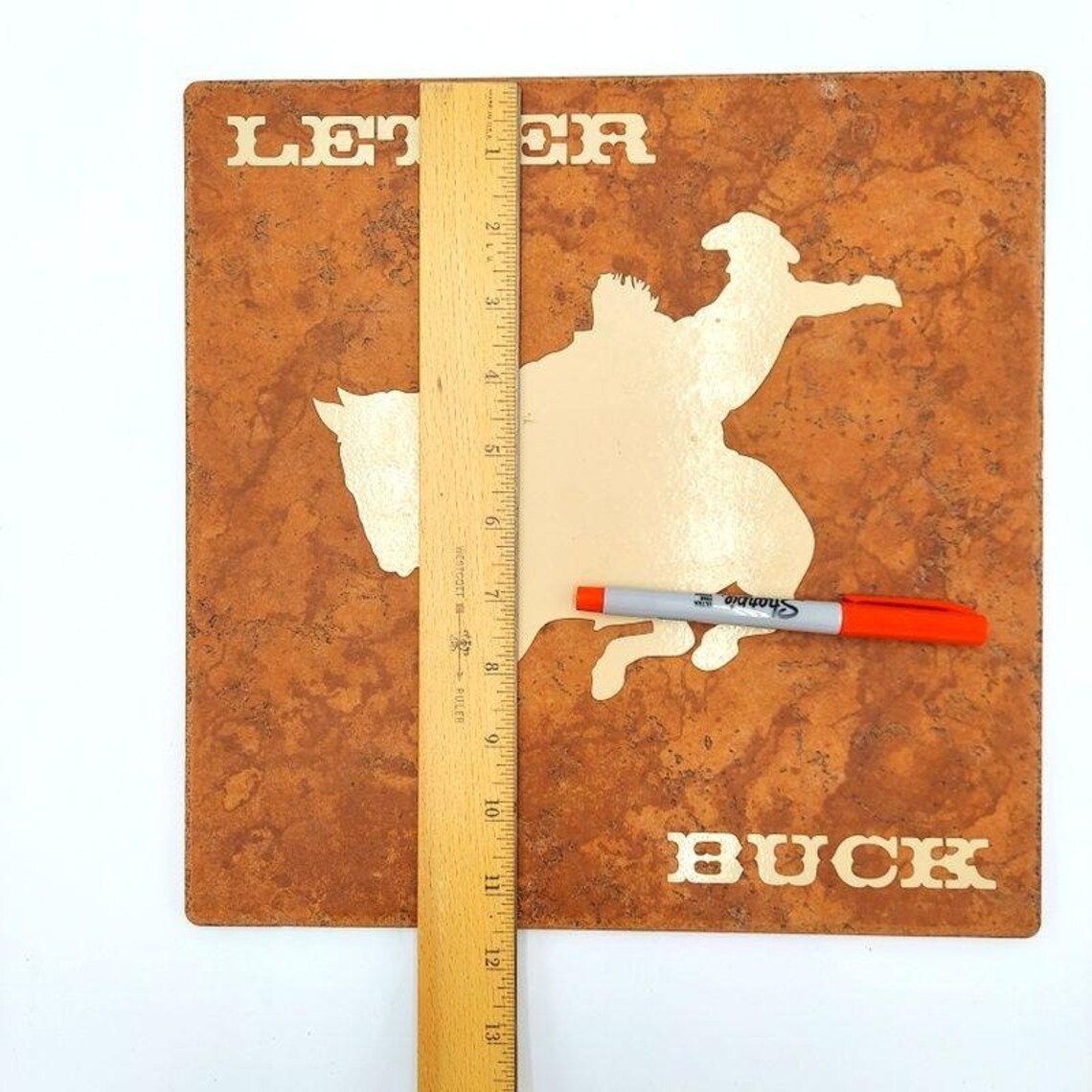 Western Art Tile Plaque Cowboys Let Er Buck Rodeo Country | Etsy