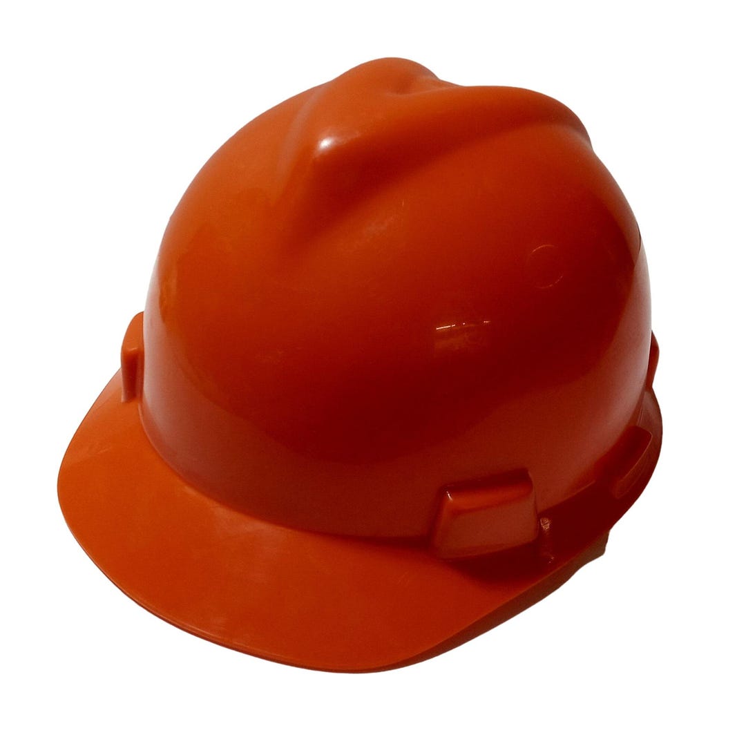 Orange Hard Hat Helmet Cap MSA USED Medium Vintage Construction Mining ...