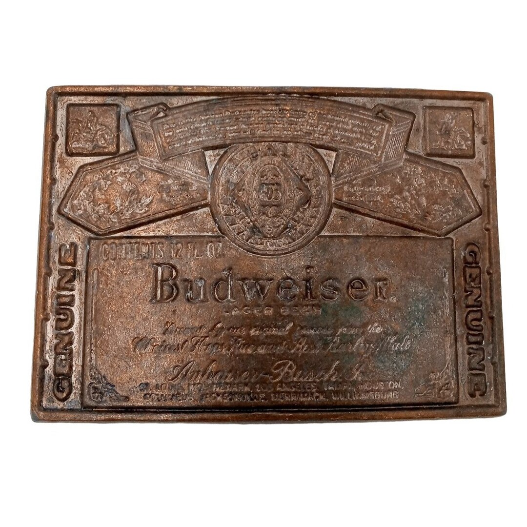 Budweiser Belt Buckle Bud Light Label Vintage Beer Bar Cowboy Western ...