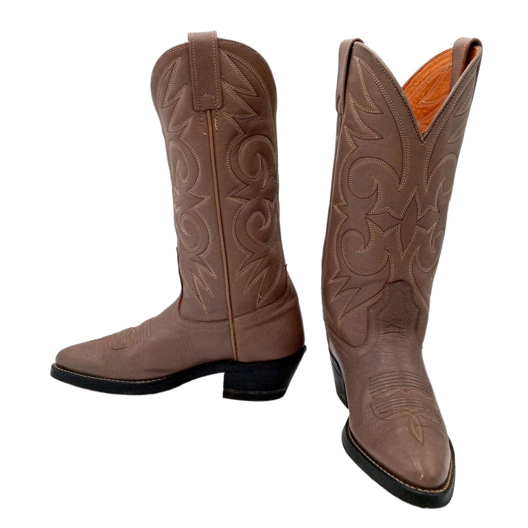 Acme Cowboy Boots Vintage Taupe Leather Mens 7 D Country Western Wear ...