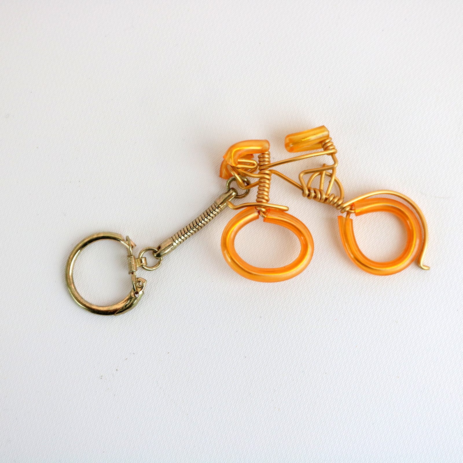 Wire Bicycle Keychain Copper Color Bike Wire Wrapped Bicyclist Folk Art ...
