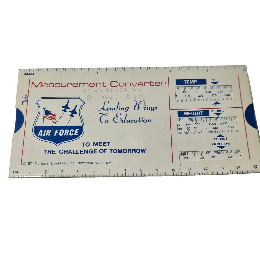 1974 Natonal Duvall Co US Air Force Conversion Calculator Vintage ...