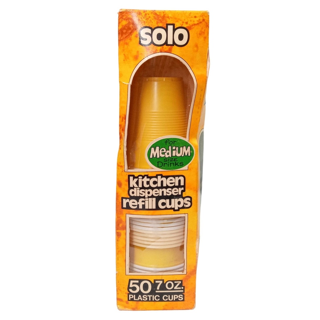 Vintage Solo Dispenser Refill Cups Yellow in Package USED 7 Ounce Retro ...
