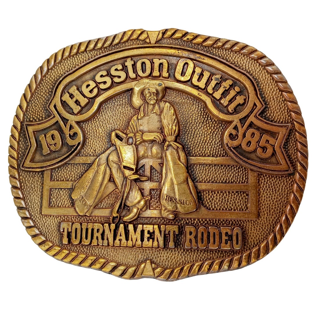 PRCA Rodeo Belt Buckle Hesston Outfit Tournament 1985 Cowboy Western ...