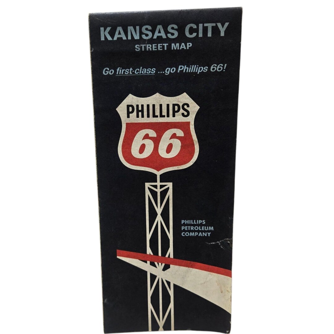 Vintage Kansas City Street Map by Phillips 66 Petroleum Company 1965 ...