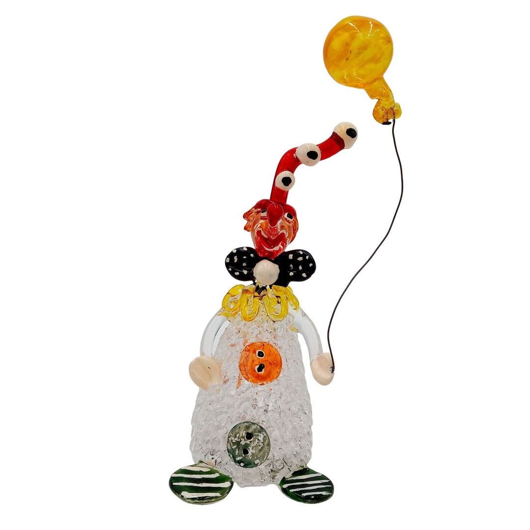 Vintage Clown Figurine Plastic Spaghetti String Yellow Balloon Polka ...