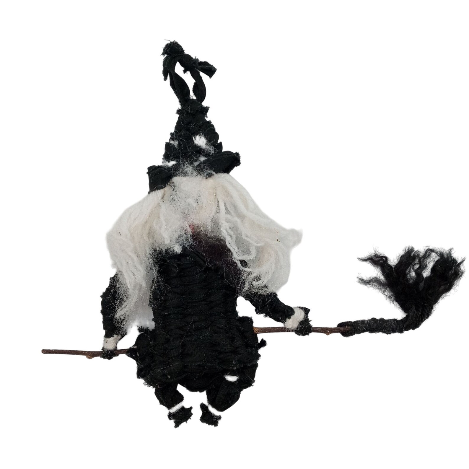 Witch Riding Broomstick Weaving Vintage Halloween Broom Woven Wall Art ...
