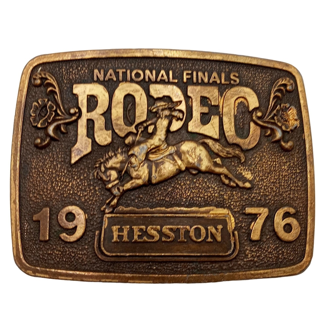 1976 Hesston Rodeo Belt Buckle NFR Saddle Bronc Cowboy National Finals ...