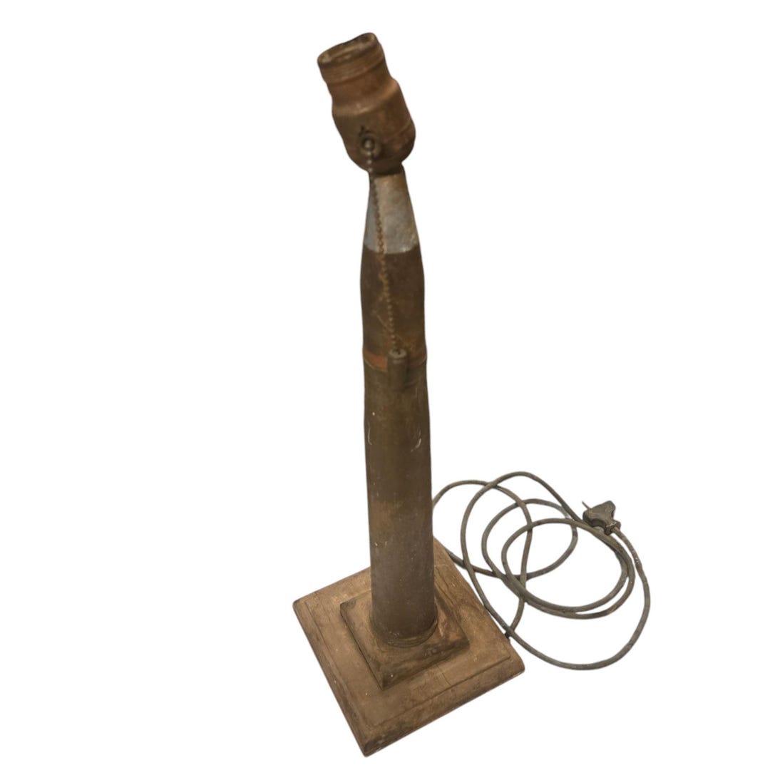Vintage Trench Art Lamp Artillery Shell Military Man Cave Decor AS IS ...