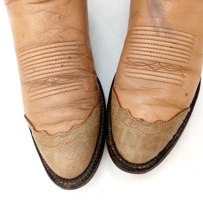 Vintage Tony Lama Cowboy Boots Tan Leather Mens 8 A Extra - Etsy