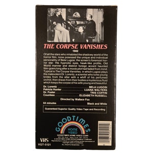 Bela Lugosi the Corpse Vanishes VHS Goodtimes Movie Classics Luana ...
