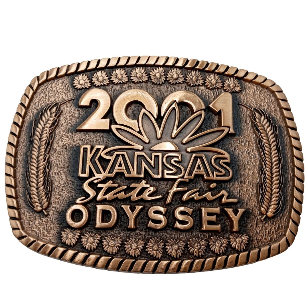 2001 Kansas State Fair Belt Buckle Odyssey Sunflowers Wheat Limited ...
