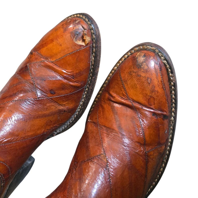 Dan Post Brown Exotic Leather Distressed Cowboy Boots Ladies 6 7 ...