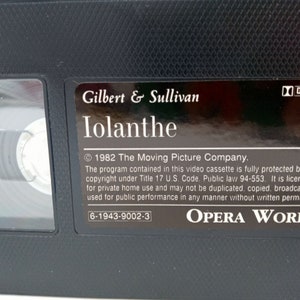 Iolanthe VHS Movie Vintage Opera World Gilbert and Sullivan - Etsy