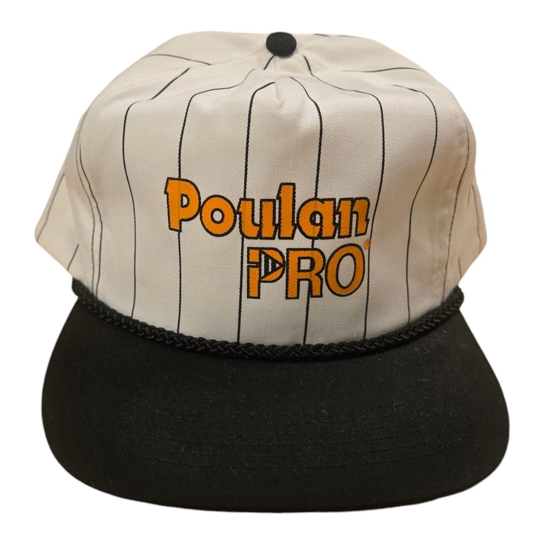 Vintage Poulan Pro Baseball Cap Pinstripe Snapback Black White Hat ...