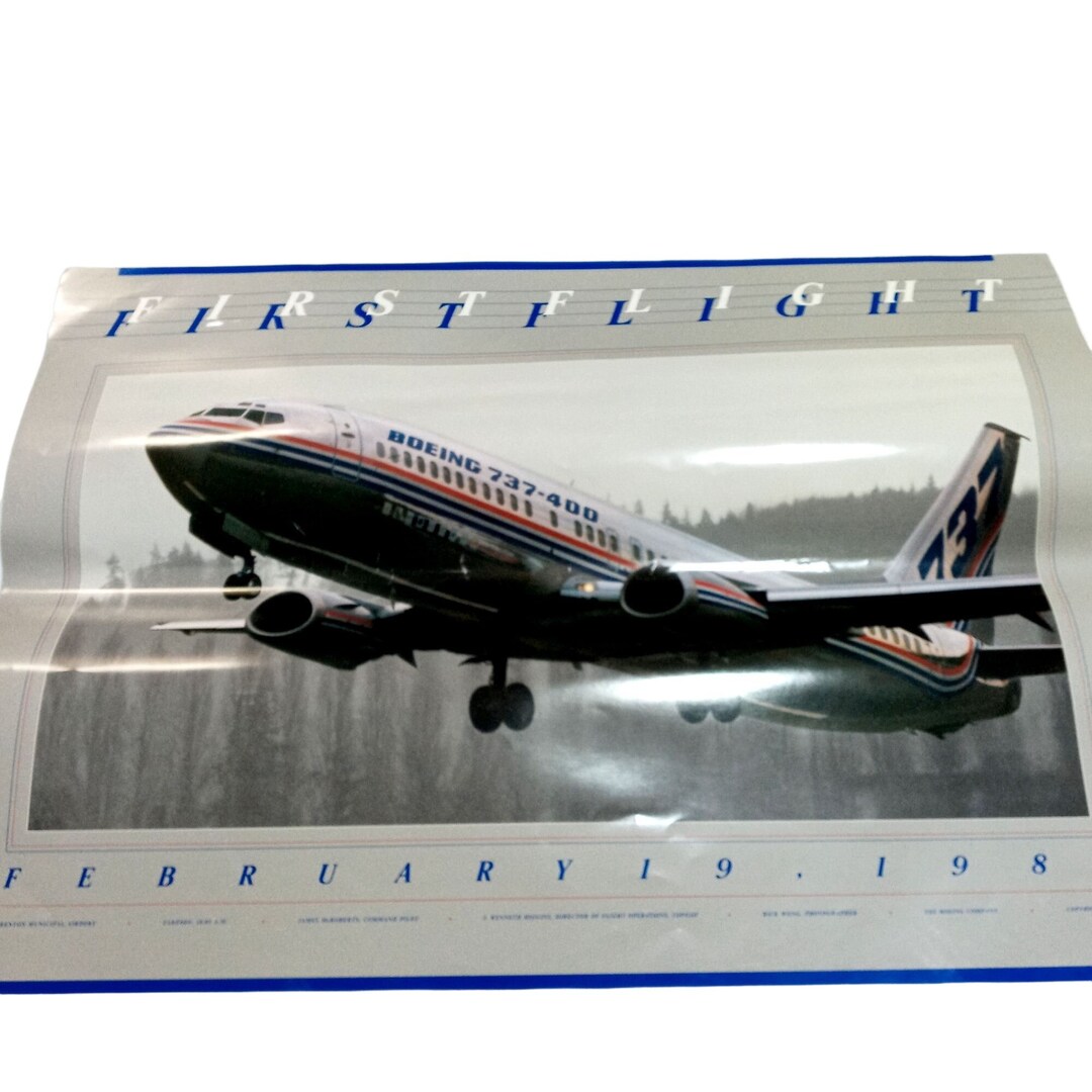 Boeing 737 400 Airplane First Flight Poster Benton Airport Wichita KS ...