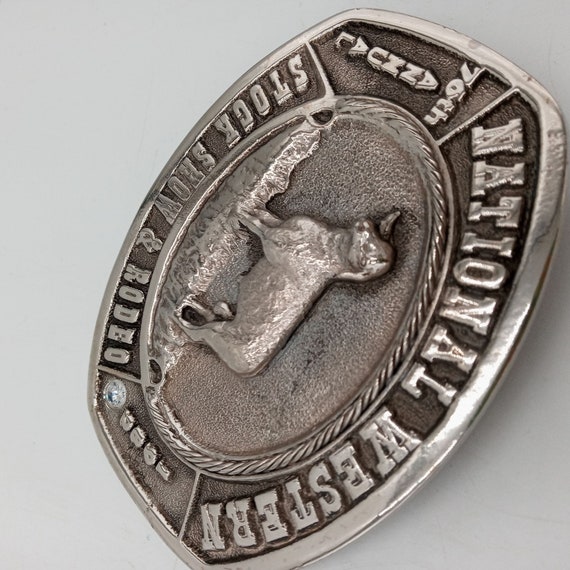 1982 National Western Stock Show Rodeo Belt Buckle Sh… - Gem