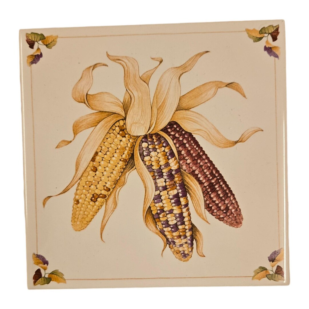 Shades of Autumn Corn Tile Ceramic Wall Home Decor Thanksgiving 6 Inch ...