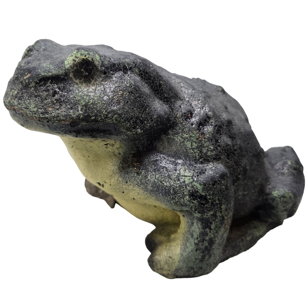 Vintage Frog Toad Cement Sculpture Yard Art Statue Concrete Garden Pond ...