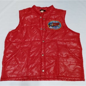 1978 Hesston Rodeo Puffer Vest NFR Puffy Red Calf Roper Cowboy Vintage ...