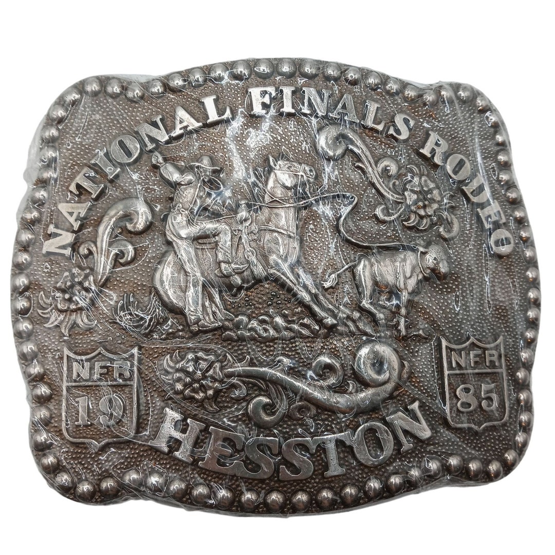 1985 Hesston NFR Belt Buckle Rodeo NOS Roper Cowboy National Finals ...