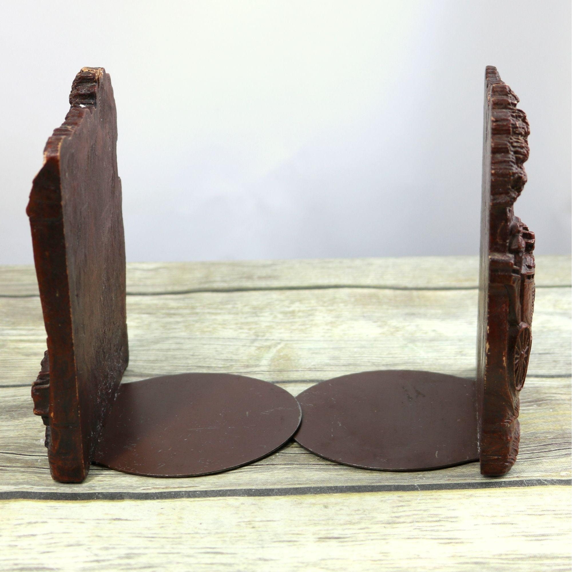 Western Horse Bookends Syroco Wood Rooster Stagecoach Ye Old Inn ...