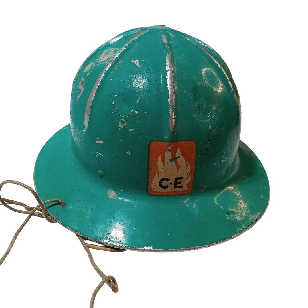 Vintage Davis Aluminum Hard Hat Shabby Green Logging Mining Collectible ...