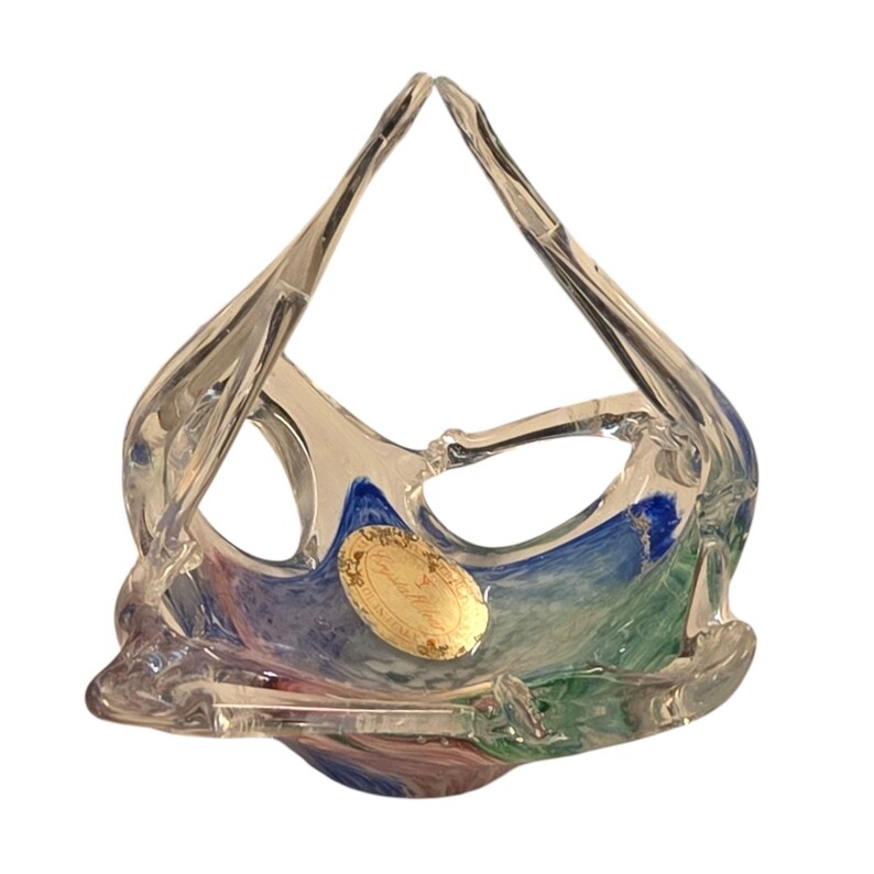 Murano Style Glass Art Sculpture Bowl Basket Made in Italy - Etsy