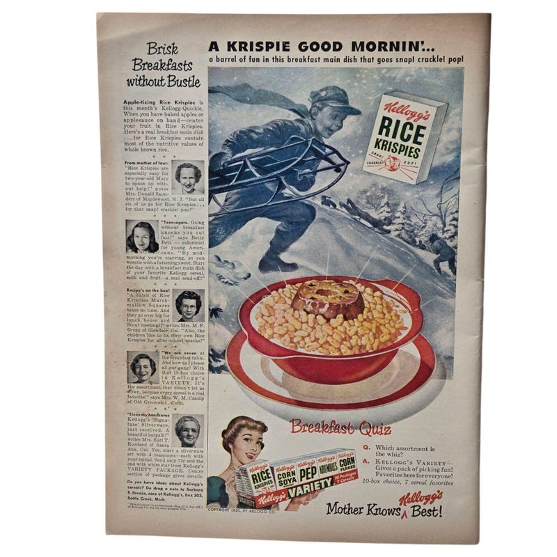 Vintage Kelloggs Cereal Ad - Etsy