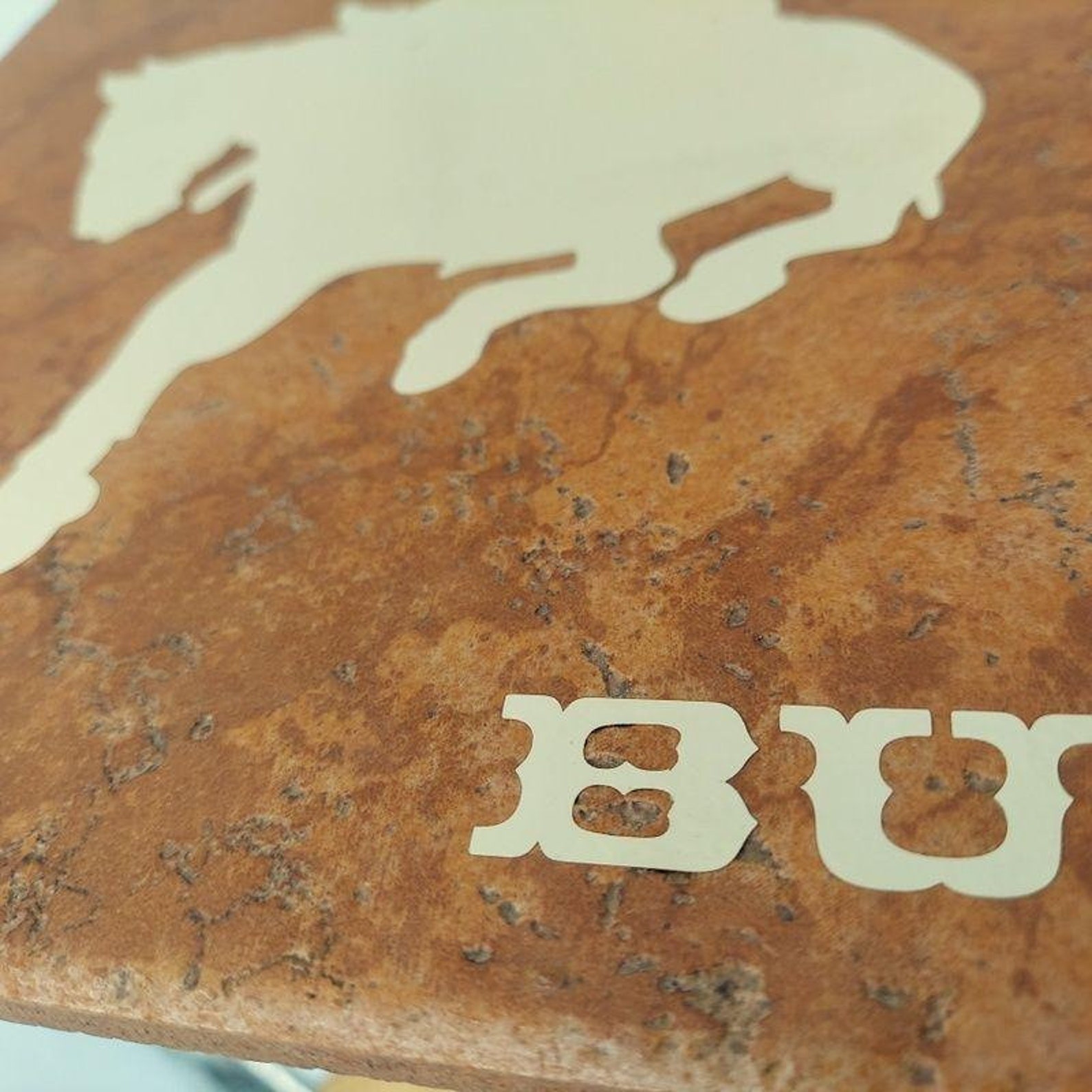 Western Art Tile Plaque Cowboys Let Er Buck Rodeo Country Farmhouse ...