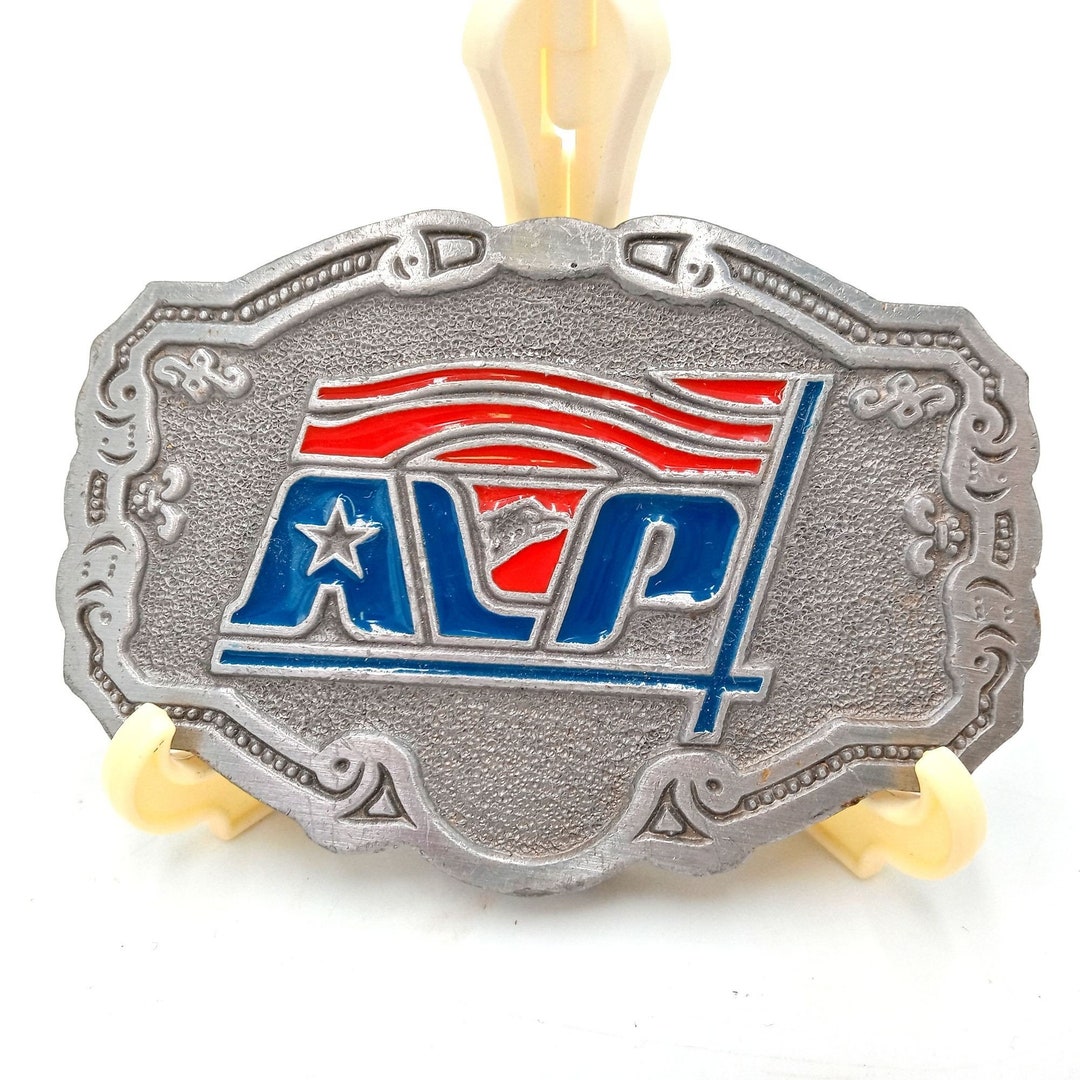 American Flag Logo Belt Buckle ALP AVP Silver Blue Red Stripes Eagle ...