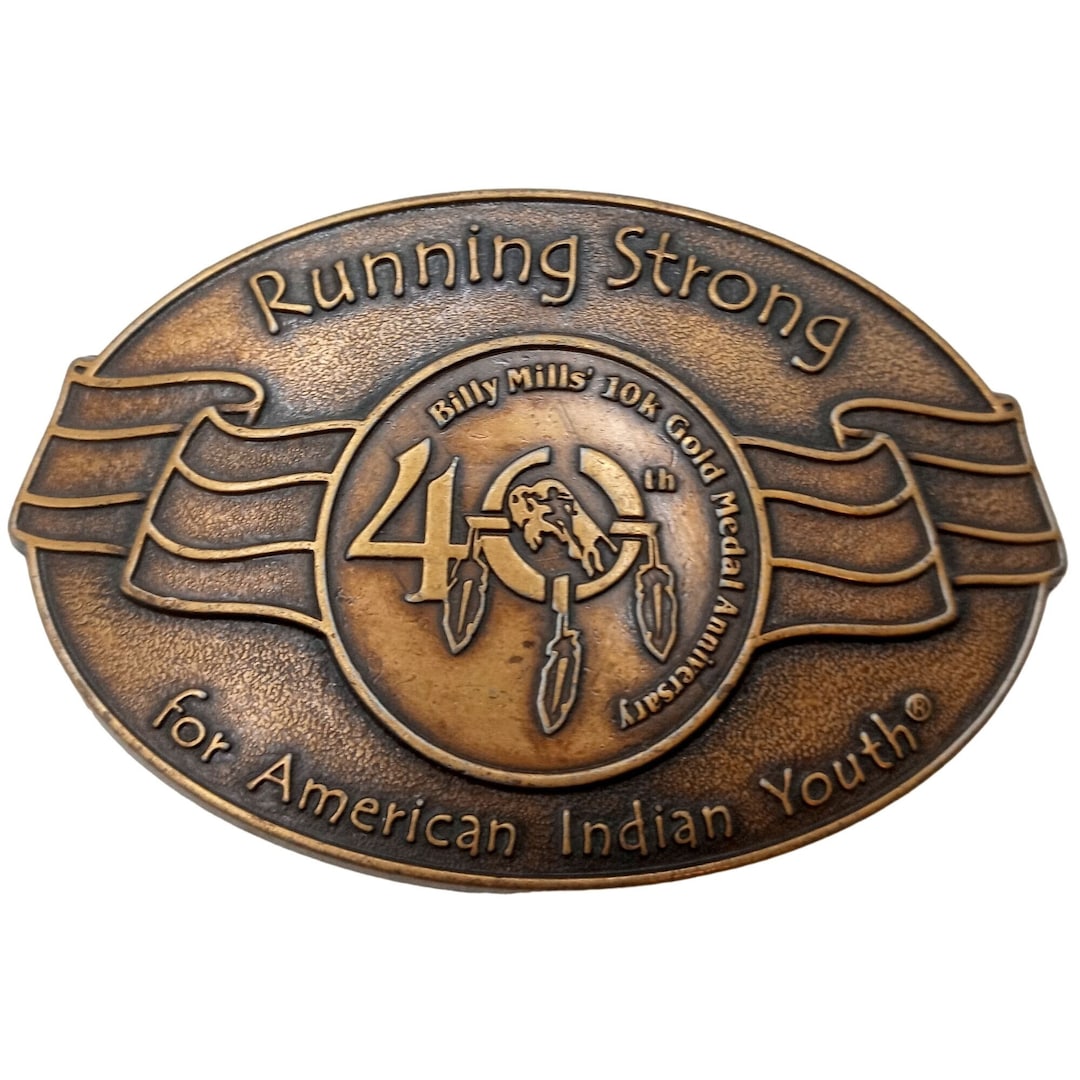 Running Strong Native American Belt Buckle Indian Youth Billy Mills ...