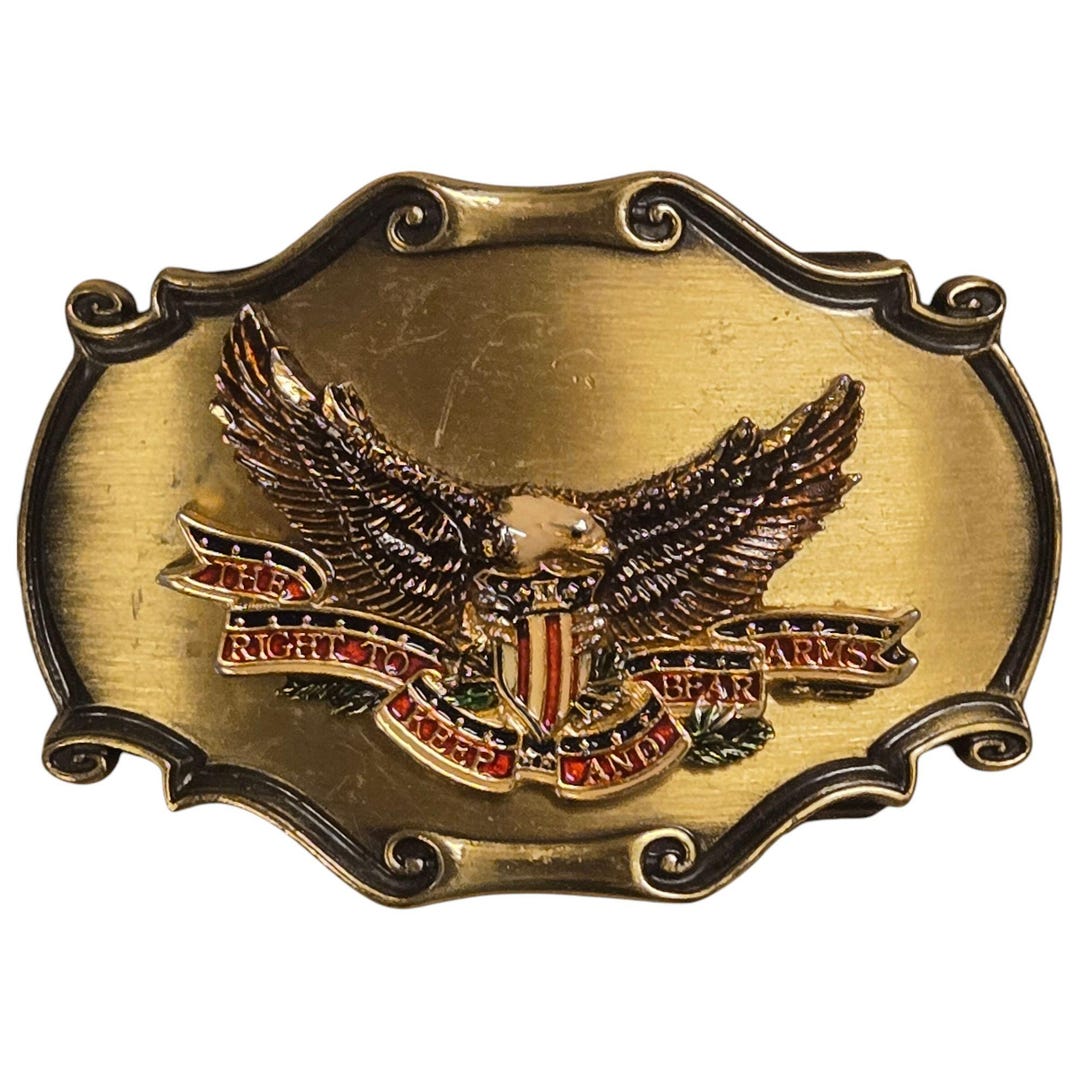 Vintage Right to Keep and Bear Arms Belt Buckle Eagle 1980 Second ...