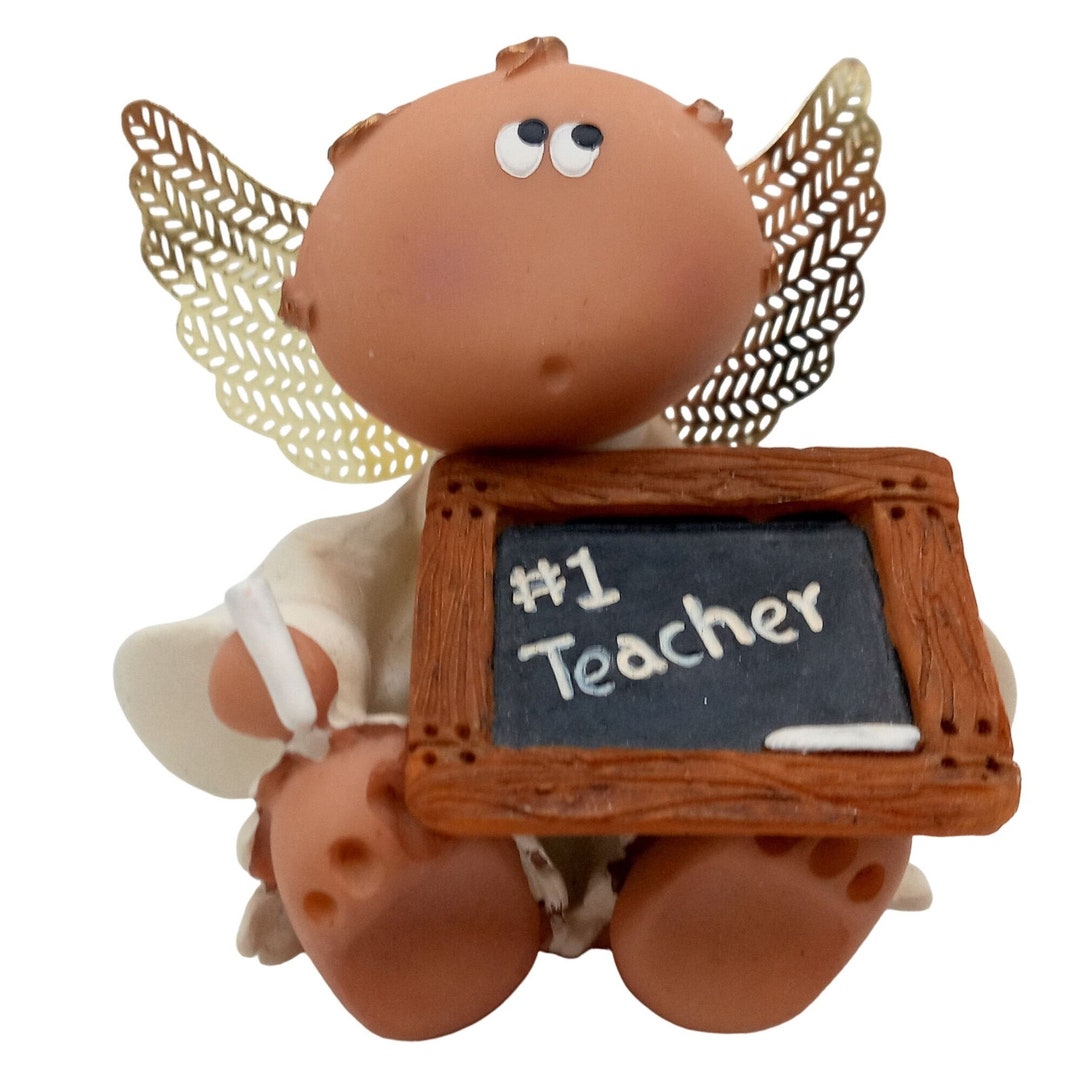 Number One Teacher Angel Cheeks Figurine Kirks Critters Vintage 2001 - Etsy